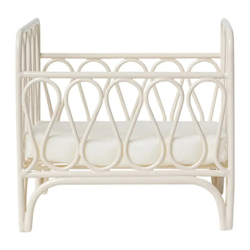 White Metal Baby Crib – 1:12 Scale Dollhouse Furniture – Kivvi Tales